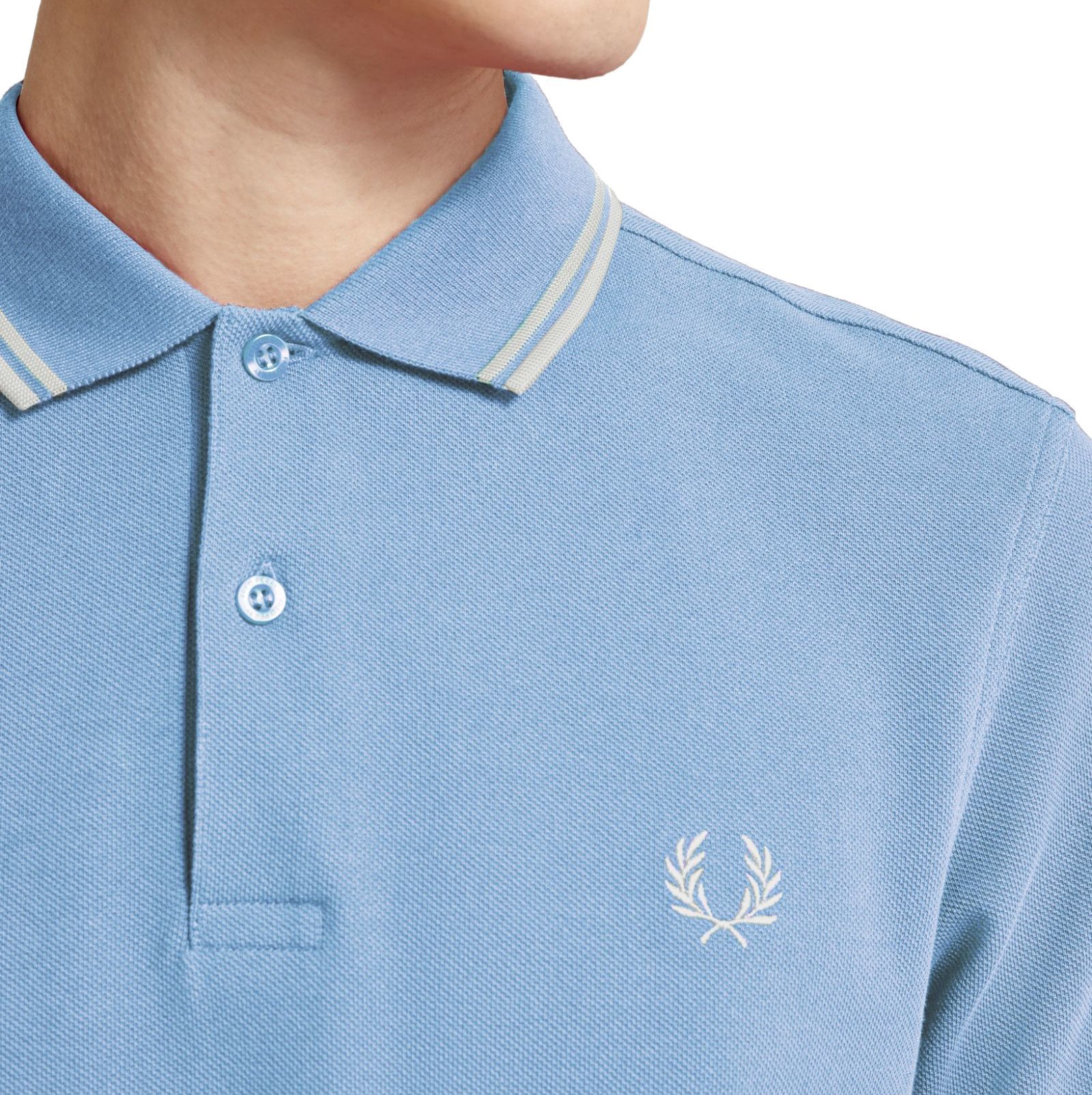 Fred Perry - Twin Tipped Polo Shirt - Sky Blue/ Snow White - Sportus ...