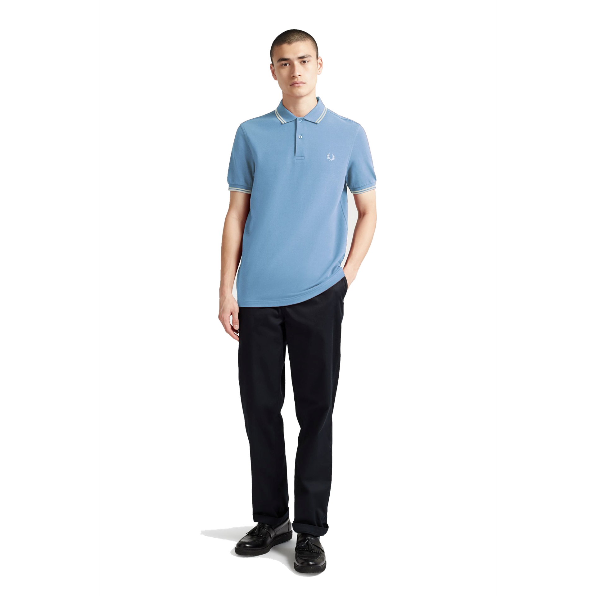 Fred Perry - Twin Tipped Polo Shirt - Sky Blue/ Snow White - Sportus ...